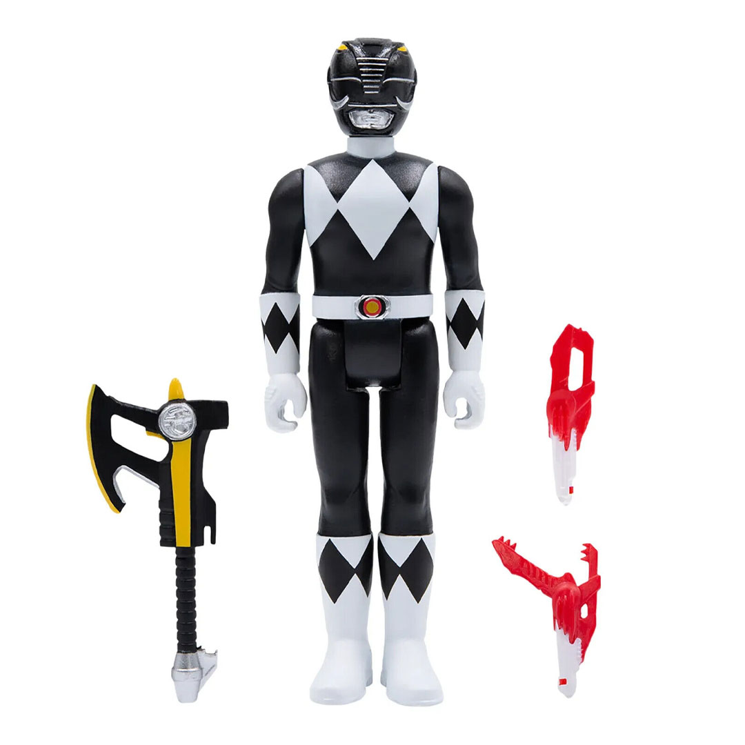 Mighty Morphin Power Rangers Super7 ReAction Black Ranger Action Figure ...